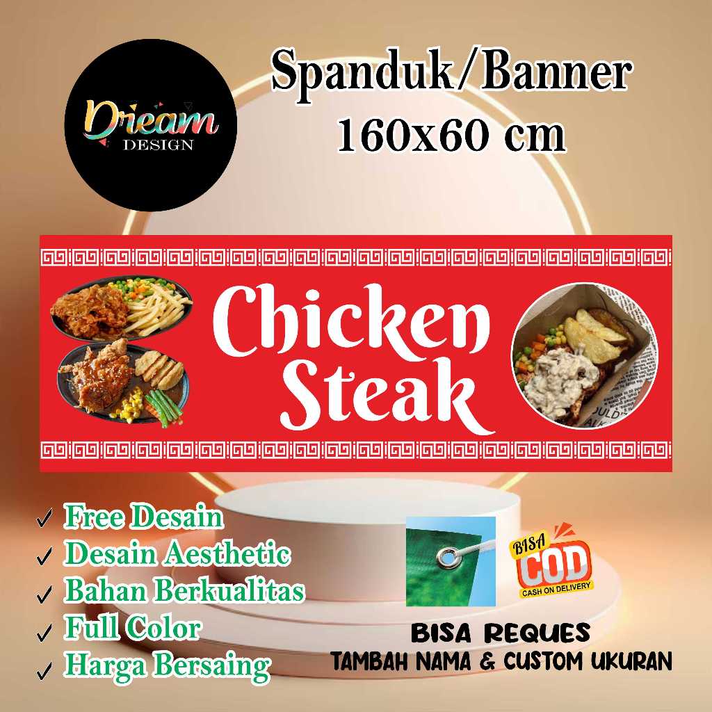 Jual Spanduk 160x60 cm chicken steak Custom Desain | Shopee Indonesia