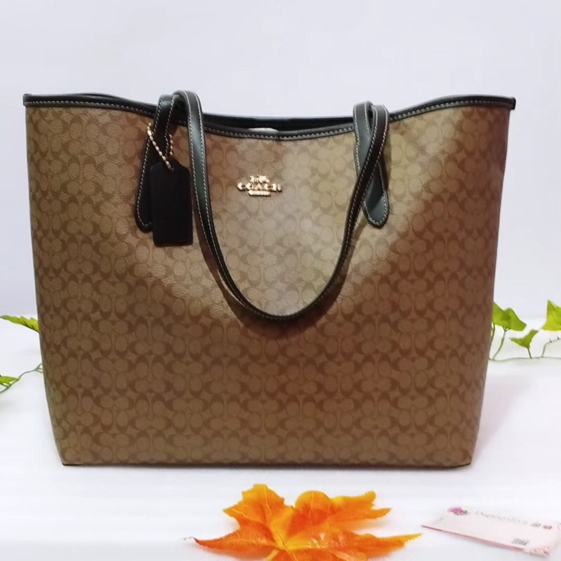 Jual Coc city tote micro signature khaki black | Shopee Indonesia