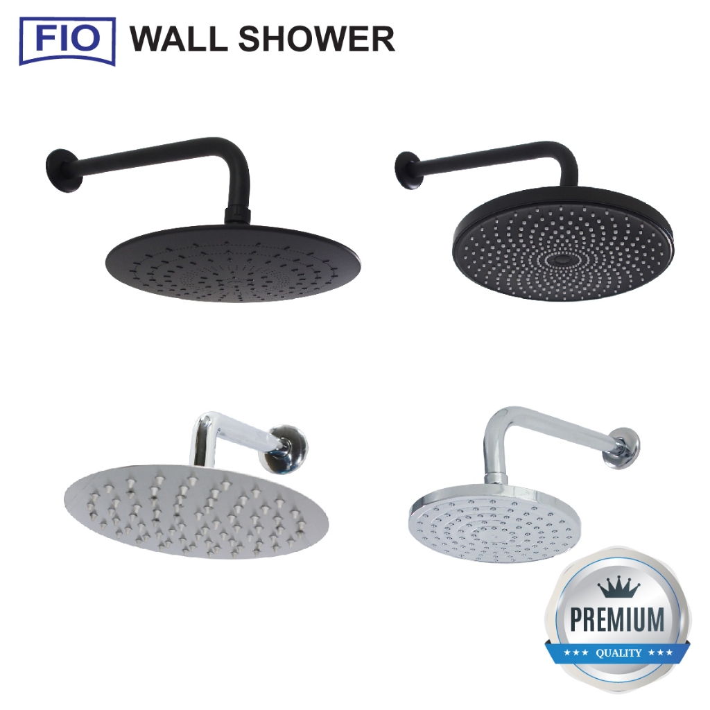 Jual Wall Shower Mandi Tembok Dinding Rain Sower Bulat Chrome Hitam ...