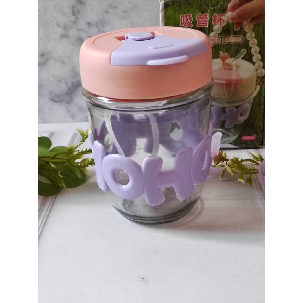 Jual Tumblr Gelas Minum Kaca HOHO Tumbler Kaca Aesthetic Cup Kaca ...
