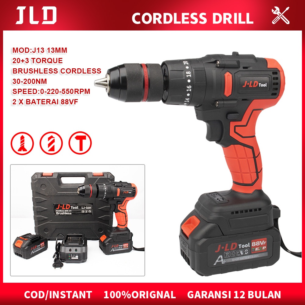 Jual JLD Cordless Drill Battery 88V Brushless 13Mm Mesin Bor Baterai ...