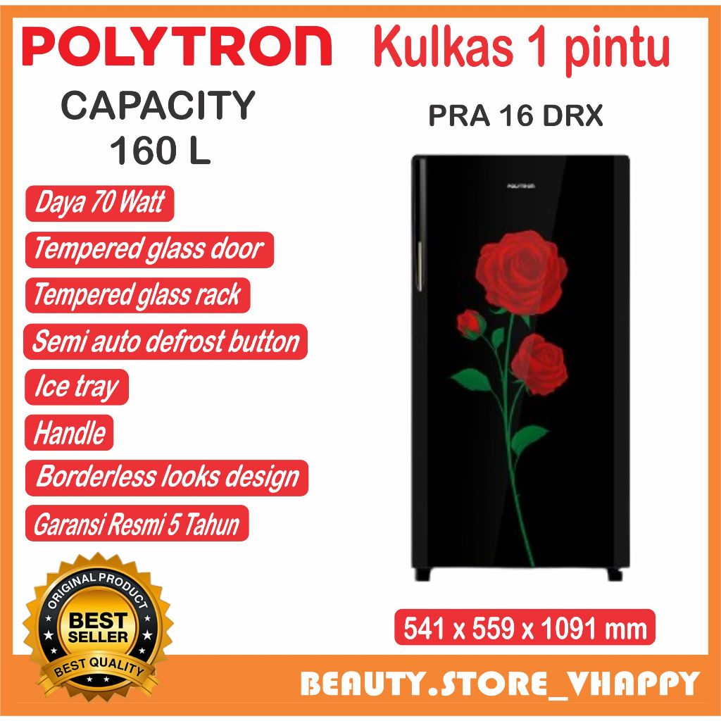 Jual Kulkas Polytron 1 pintu Belleza Varia 160 liter PRA 16 DRX ...