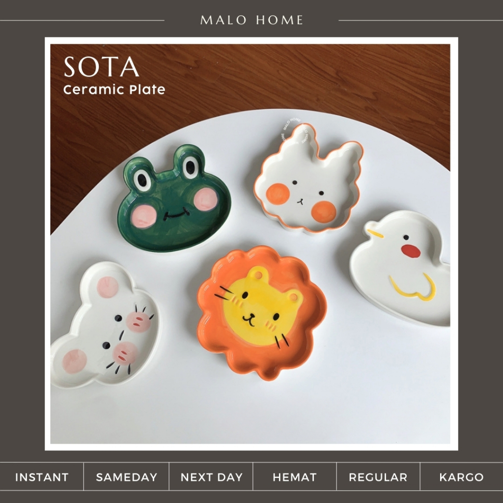 Jual MALOHOME - EUPILI Plate Cute Animal Ceramic Plates Piring Tray ...