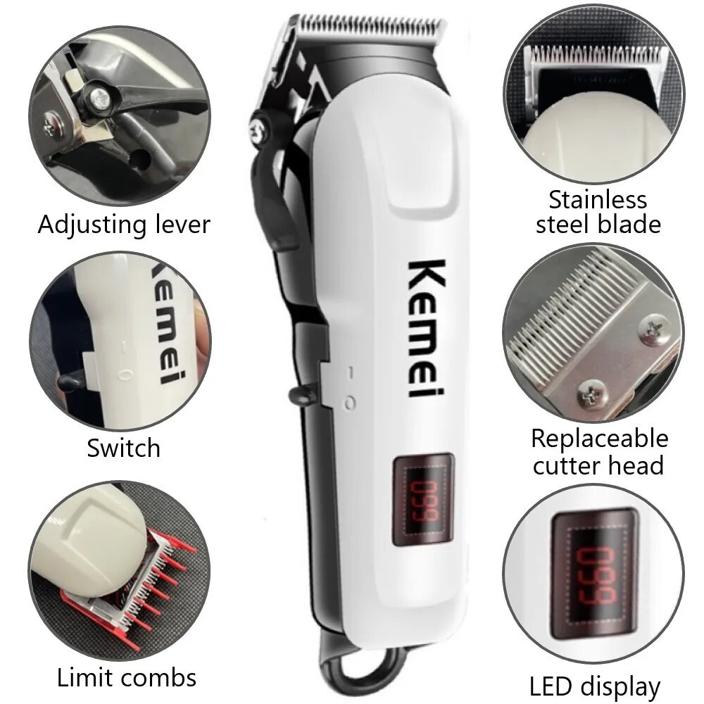 Jual Kemei Cukur Rambut Professional Barber Hair Clipper Trimmer - KM ...