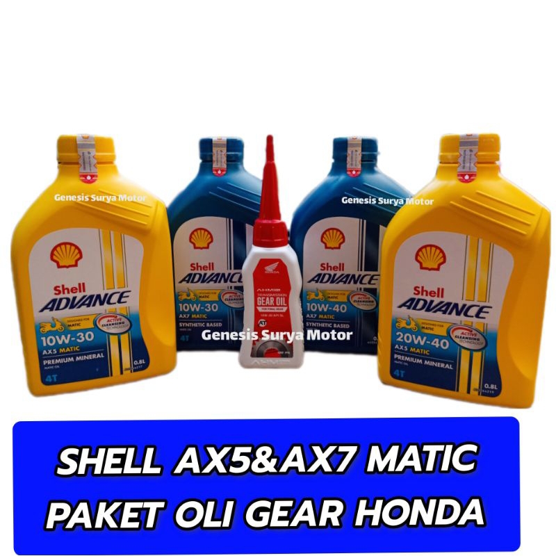 Jual Oli Shell Advance AX5 & AX7 Matic 0.8 Lt Paket Oli Gear Honda ...