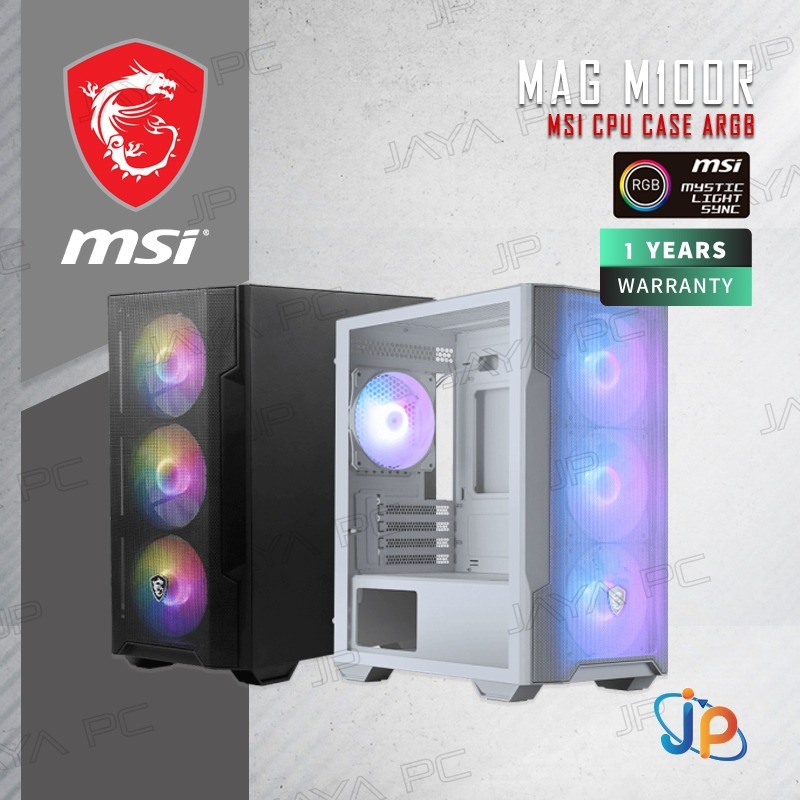 Jual MSI Gaming CPU Case MAG Forge M100R ARGB - Tempered Glass Casing ...