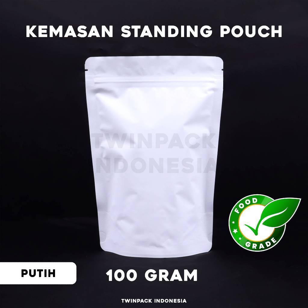 Jual Kemasan Kopi Alufoil Standing Pouch Putih 100gr | Coffee Packaging ...