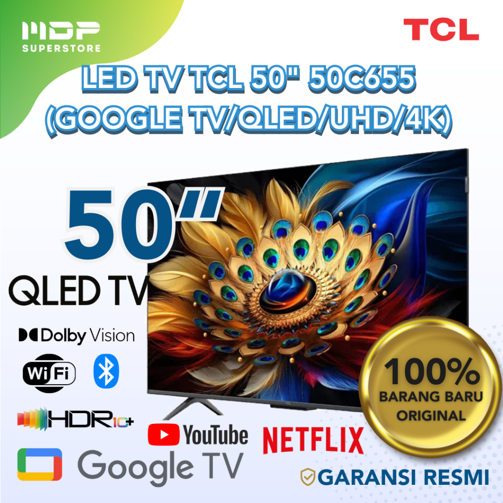 Jual LED TV TCL 50C655 QLED 4K UHD Smart Google TV w/ Dolby Vision ...