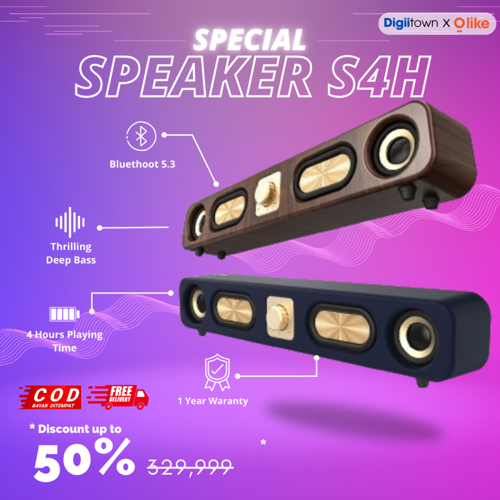 Jual S4H [OLIKE] SPEAKER BLUETOOTH 5.3 STEREO BASS WITH SUPER BASS ...