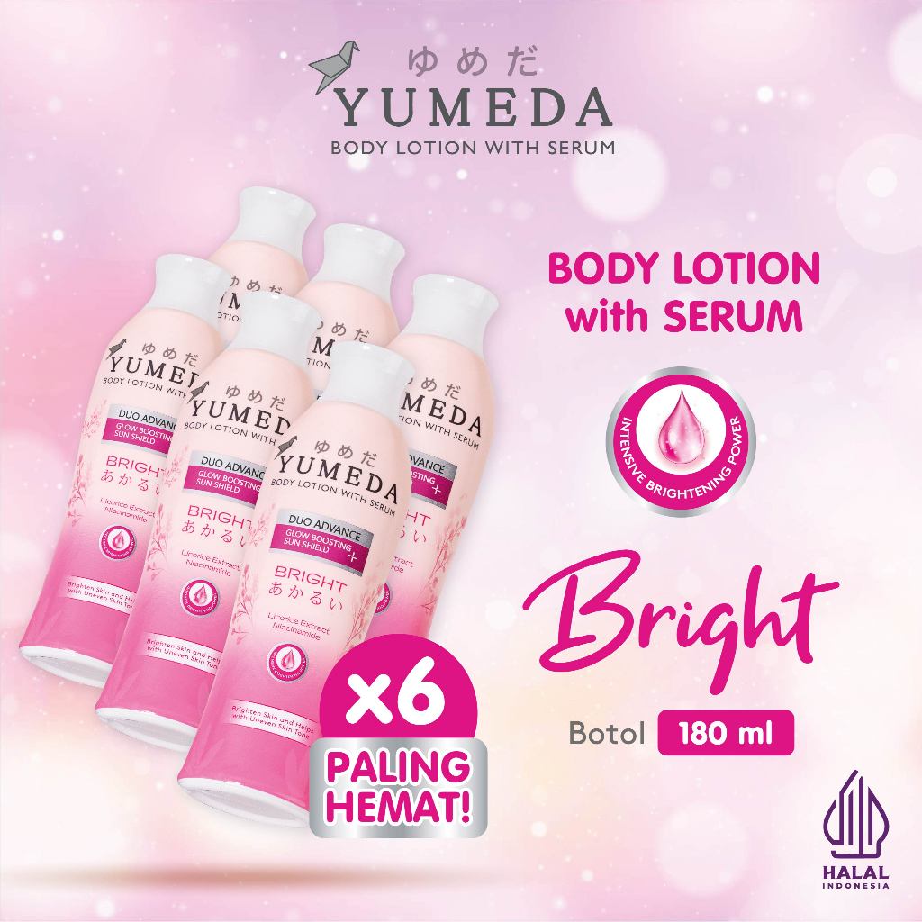 Jual YUMEDA Body Lotion With Serum Bright Bottle 180mL (6 pcs) | Shopee ...