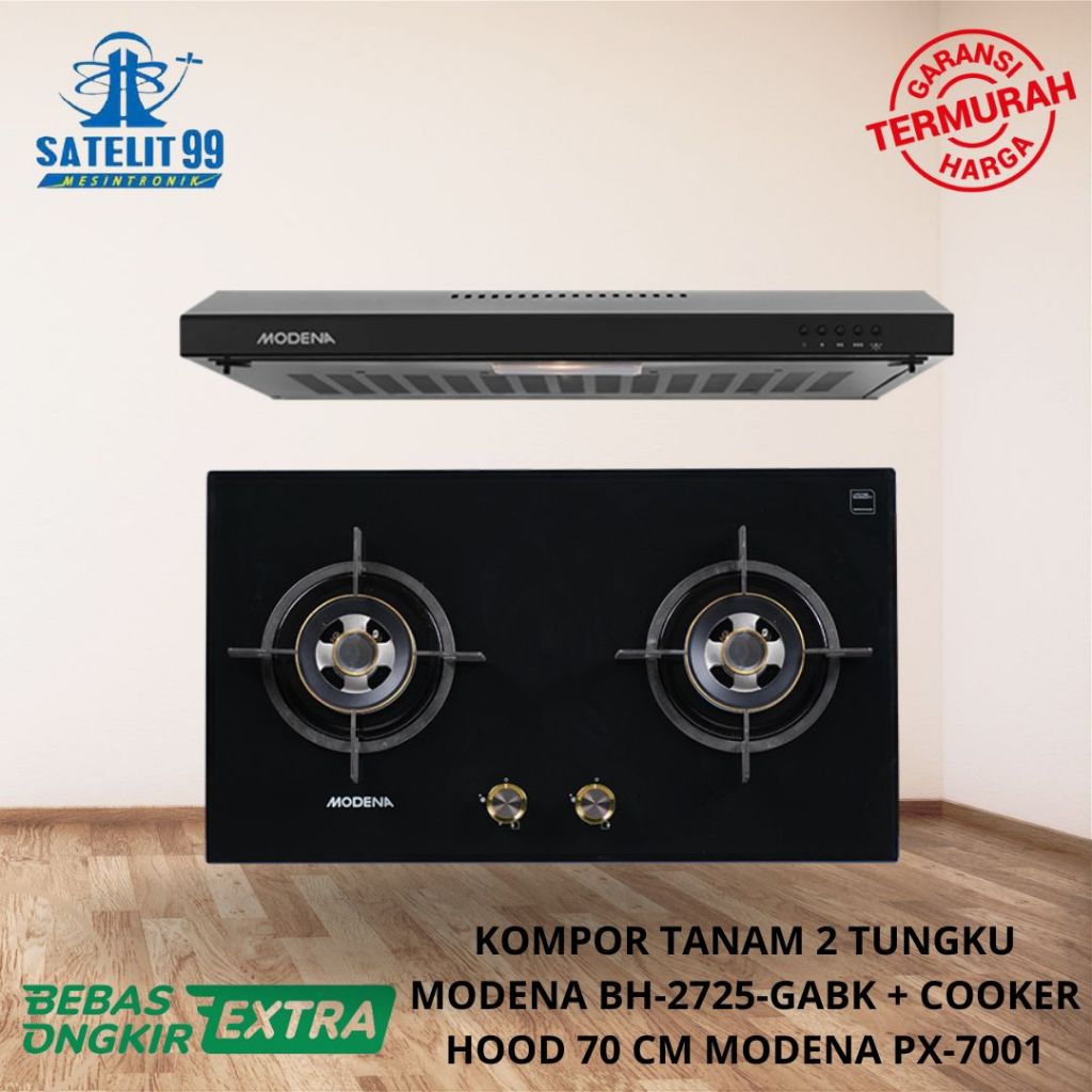 Jual KOMPOR TANAM 2 TUNGKU MODENA BH-2725-GABK + COOKER HOOD 70 CM ...