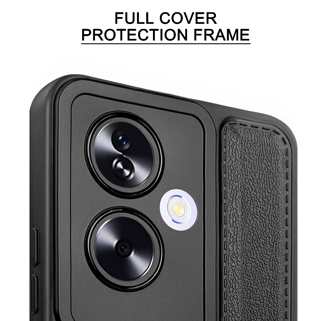 Jual Oppo A79 5G Case Softcase PREMIUM LEATHER BLACK CAMERA PROTECTION ...