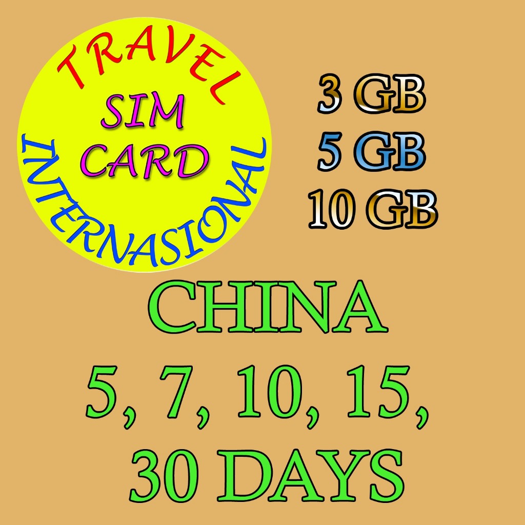 Jual 3, 5, 10 GB 5, 7, 10, 15, 30 DAYS SIM CARD CHINA KUOTA BESAR ...
