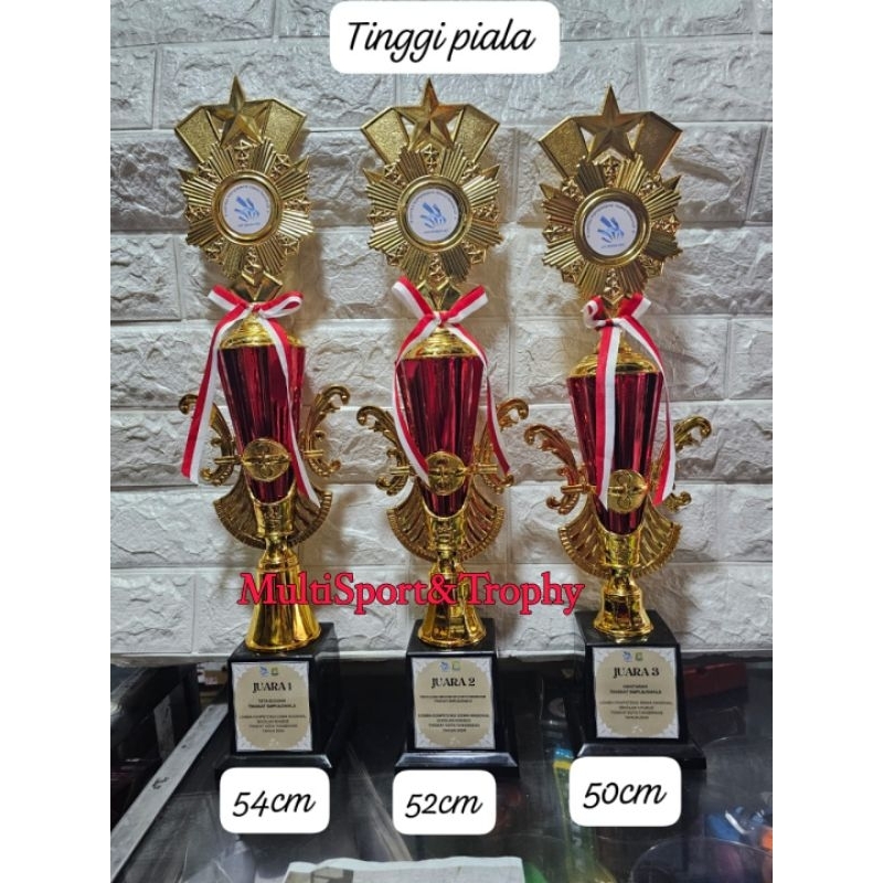Jual PIALA TROPHY MURAH CUSTOM TULISAN ANEKA SEMUA JENIS LOMBA 1 SET JUARA 123 B.01 ( 3PCS PIALA ...