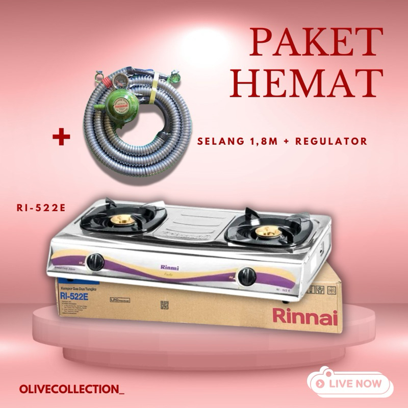 Jual RINNAI KOMPOR GAS RI-522E 2 TUNGKU | Shopee Indonesia