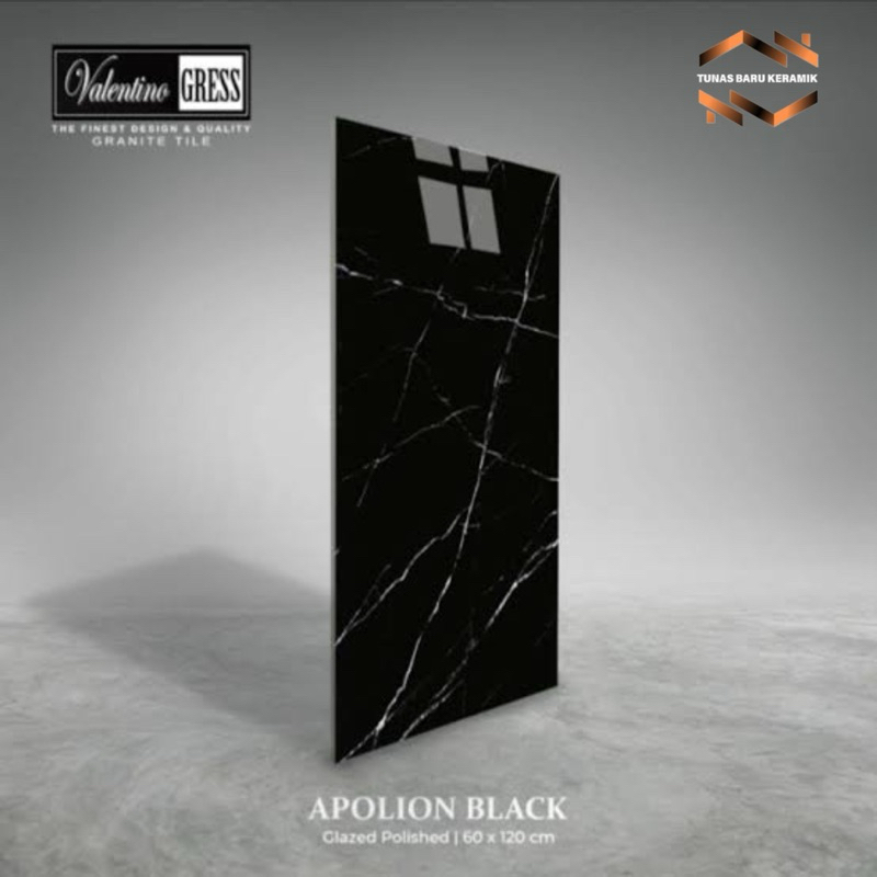 Jual Granit 60x120 Valentino Gress Apolion Black | Glazed Polished ...