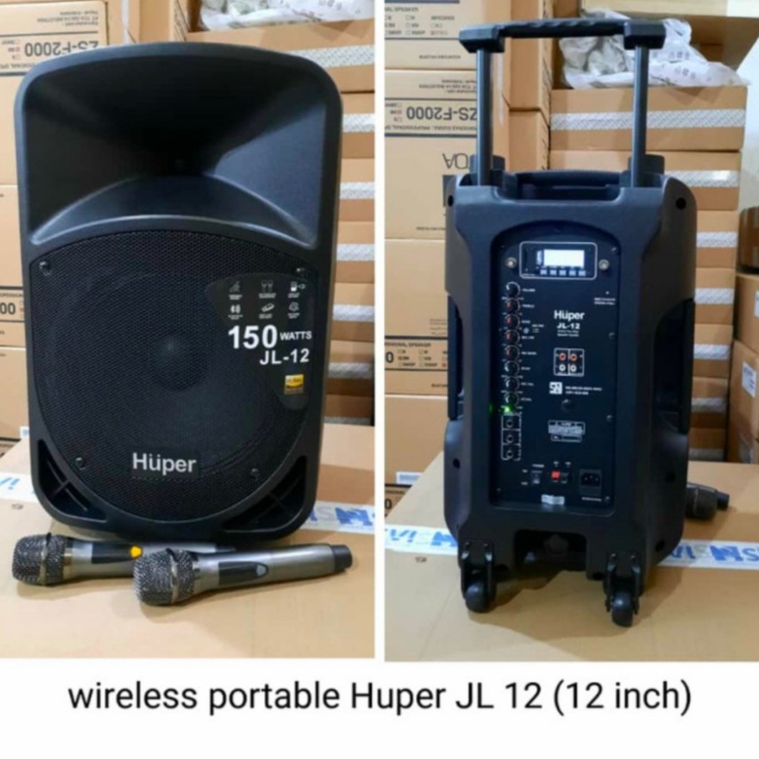 Jual Speaker Portable Aktif 2 Mic Wireless HUPER JL12 JL 12 INCH 150 ...