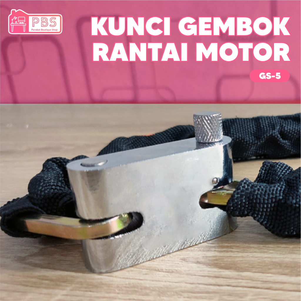Jual PERABOT Kunci Gembok Rantai Motor Lapis Kain 80cm Chain Lock Helm ...