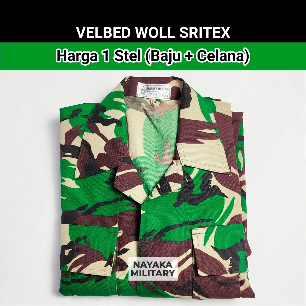 Jual Seragam PDL Velbet Woll SRITEX 888 Nayaka Military Stelan TNI Pakaian Lapangan Setelan Baju ...