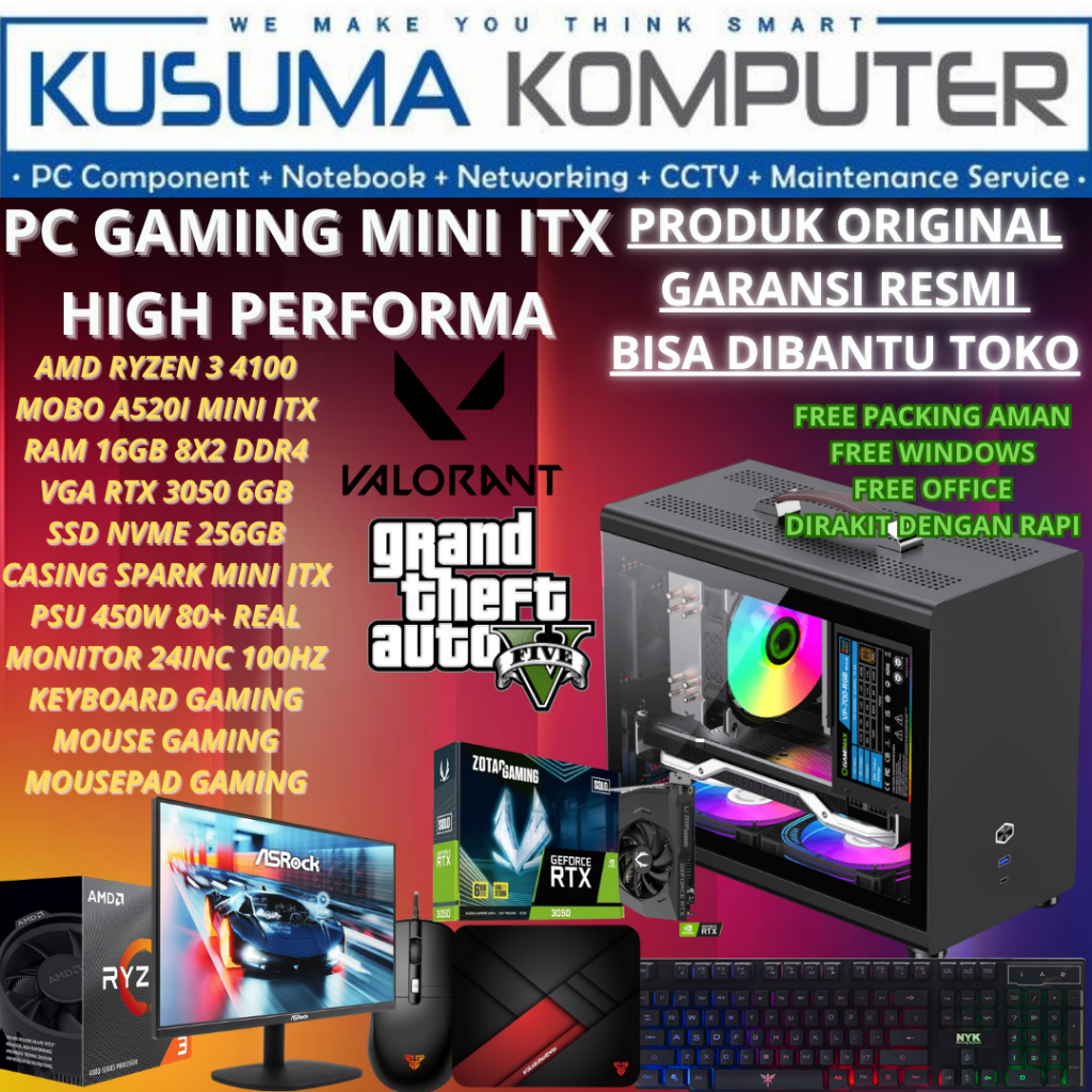 Jual PC Gaming Lengkap Mini ITX AMD RYZEN 4100 RTX 3050 6GB 16GB RAM ...
