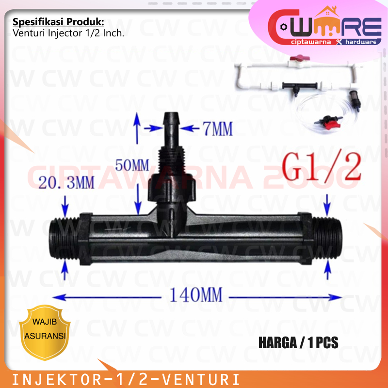 Jual Venturi Injektor 1/2" Inch mixer pupuk taman irigasi injector ...