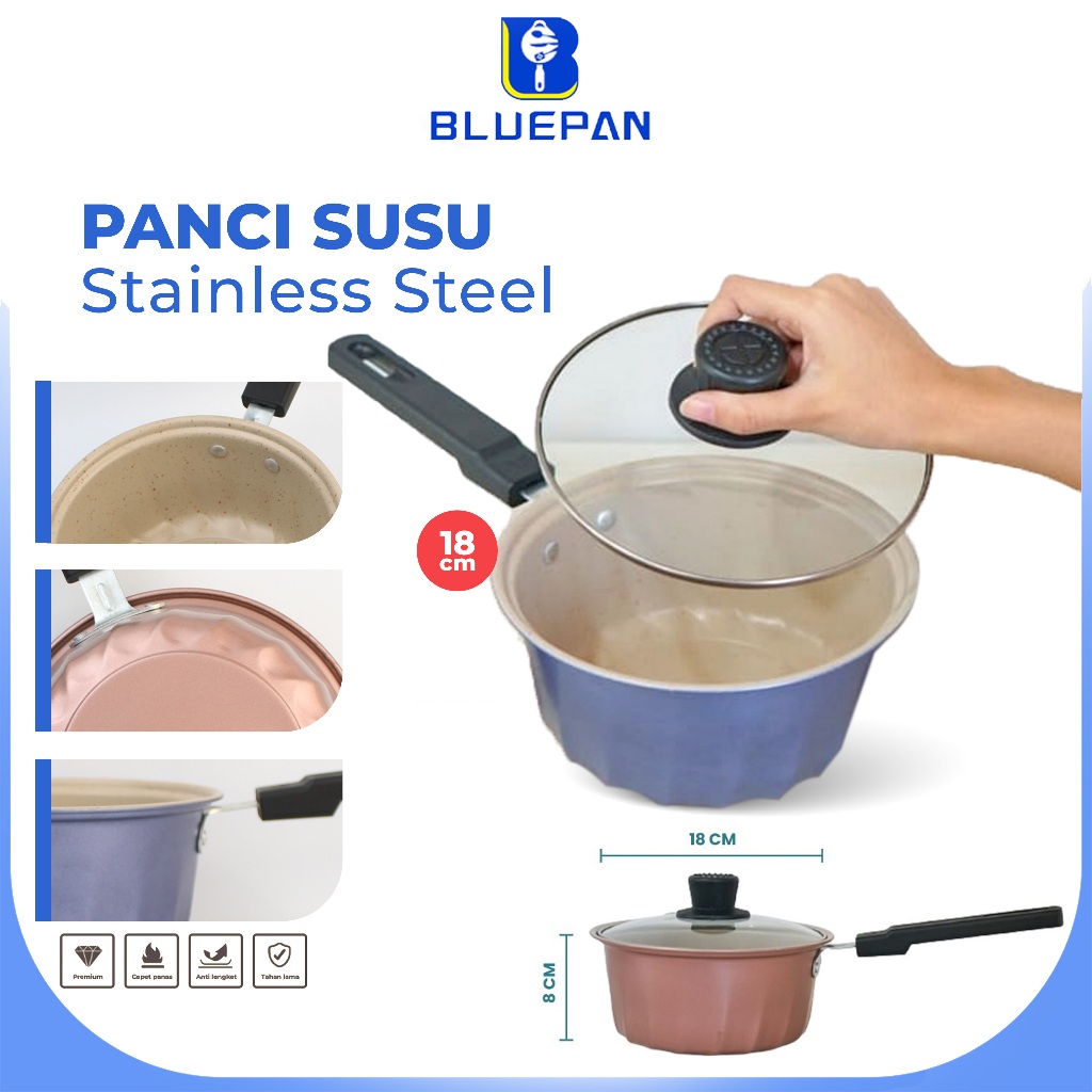 Jual Bluepan Termurah Panci Teflon Marble Panci Susu Sauce Pot Mini ...