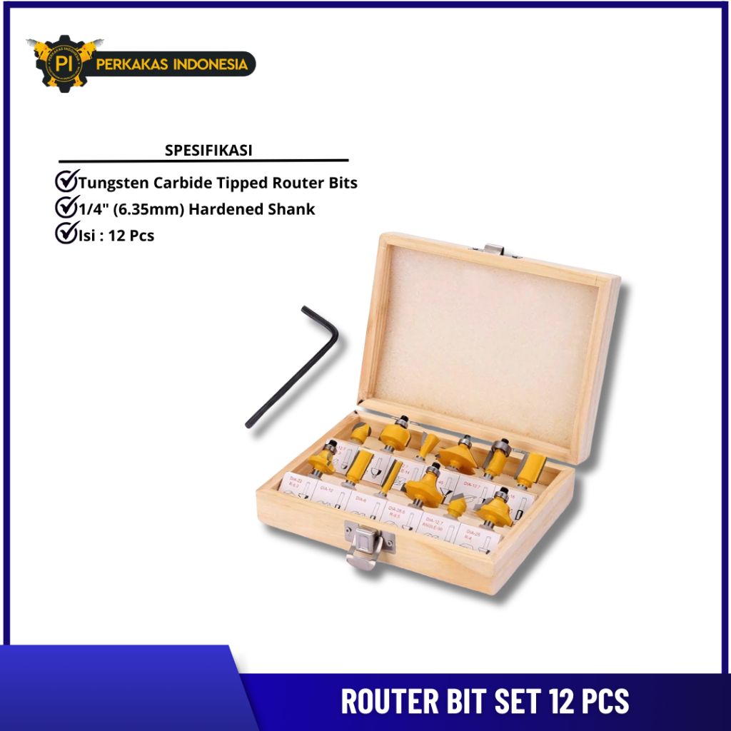 Jual Mata Pisau Mesin Profil Router Trimmer Bit Set 12 Pcs Pola Ukir ...