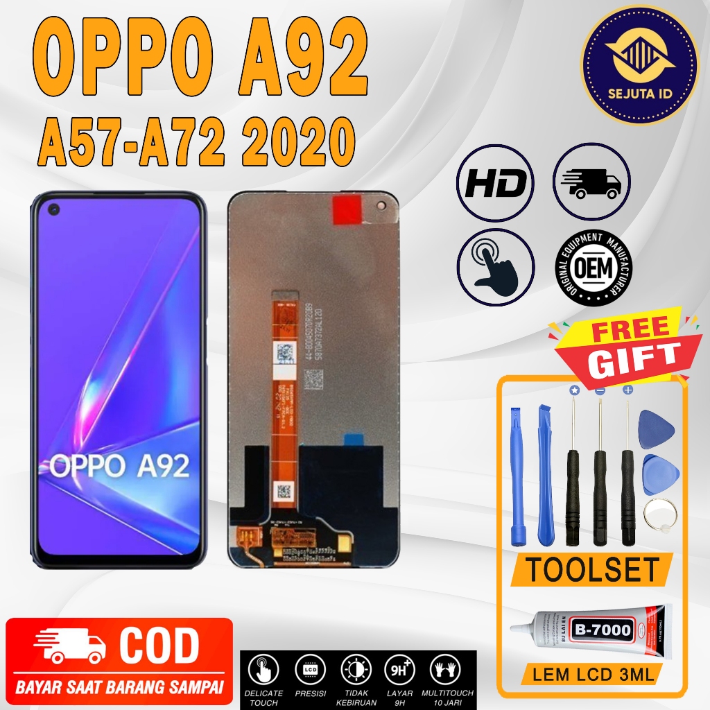 Jual LCD OPPO A92/A52/A72 2020 - ORIGINAL FULLSET [ FREE TOOLSET + LEM LCD ] | Shopee Indonesia