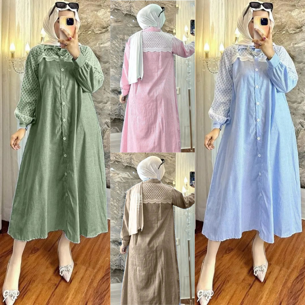 Jual ROOSE LONG TUNIK KATUN SALUR MIX BRUKAT / JENA MIDI DRESS / ATASAN WANITA KATUN SALUR ...