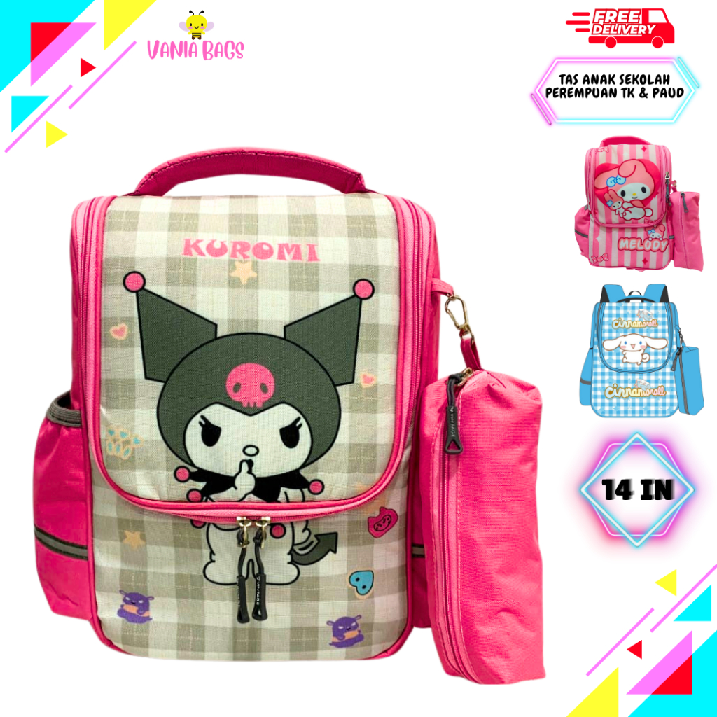 Jual tas sekolah anak perempuan tk motif kuromi ransel punggung paud | Shopee Indonesia