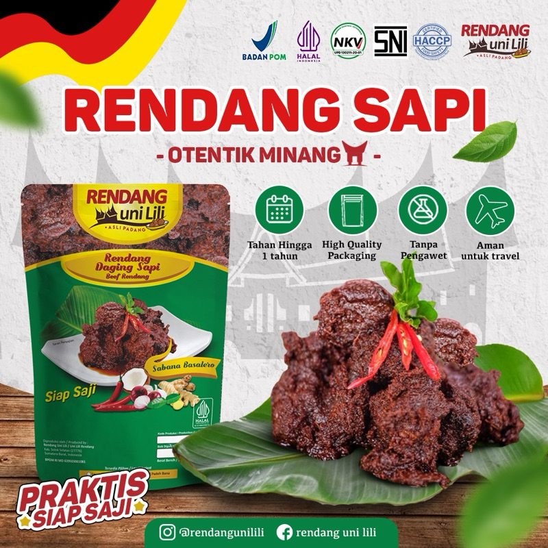 Jual RENDANG DAGING 250 GR ASLI PADANG UNI LILI - MD BPOM HALAL MUI ...
