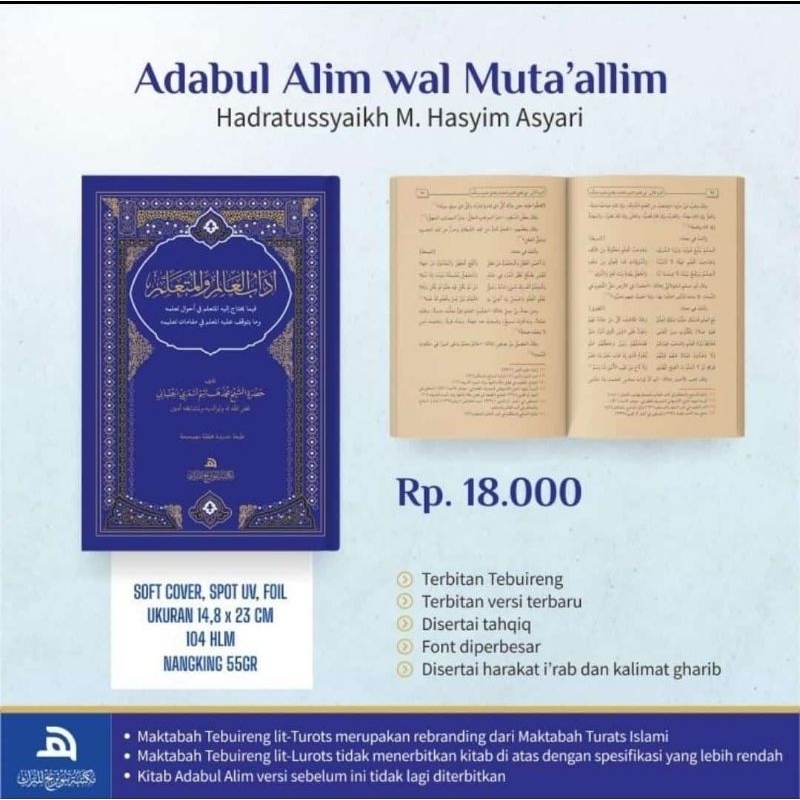 Jual Adabul Alim Wal Muta'allim Jombang dengan tahqiq edisi revisi ...