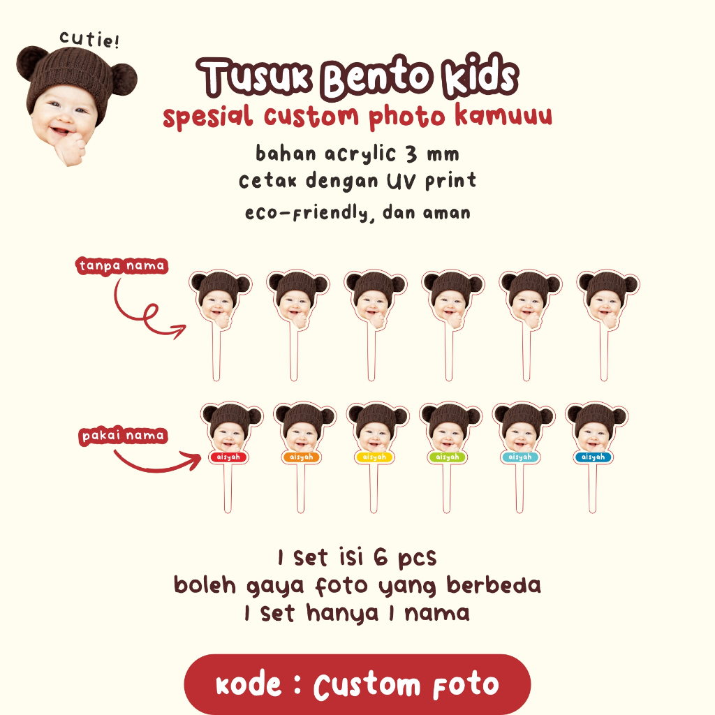 Jual TUSUK BENTO ACRYLIC CUSTOM FOTO | Shopee Indonesia