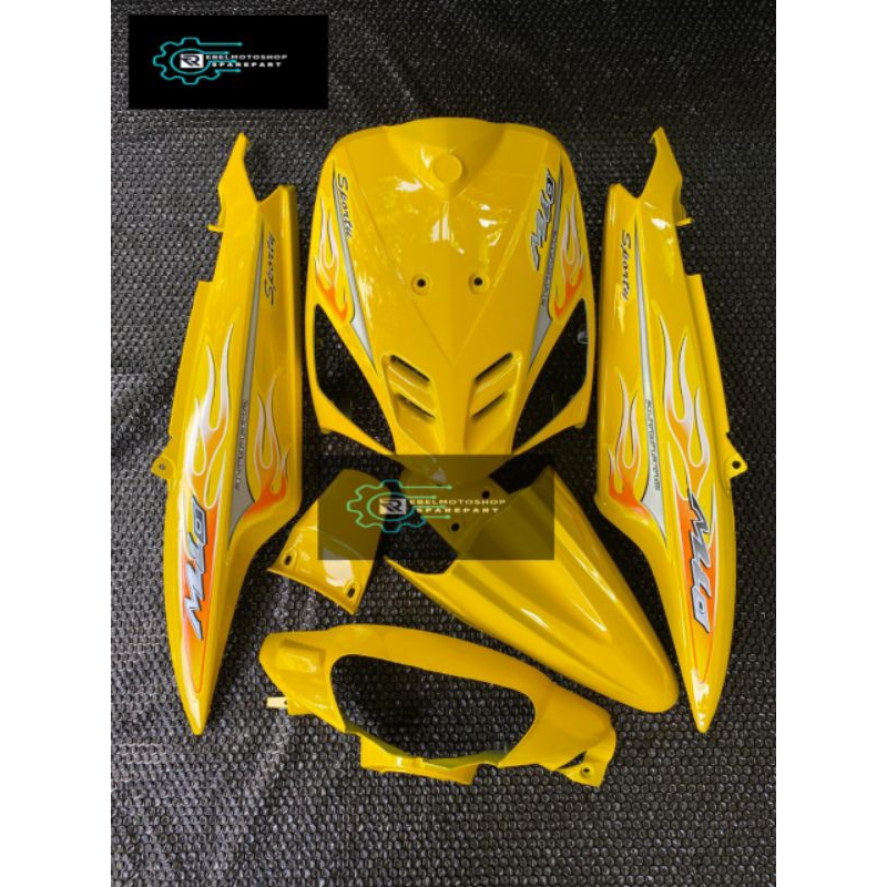 Jual Cover full body halus Yamaha mio sporty warna kuning plus striping ...