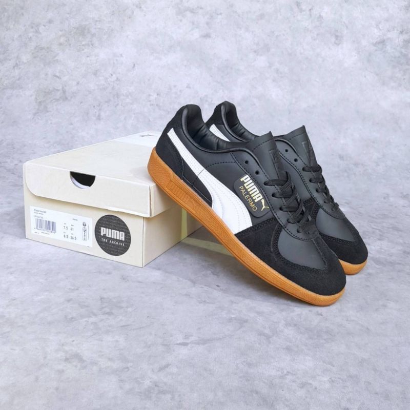 Jual Sepatu Sneakers Pria & Wanita Puma Palermo Black White gum ...