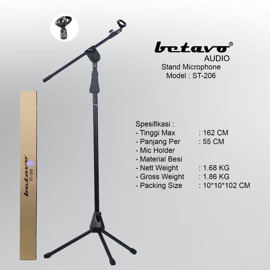 Jual Stand Mic Berdiri Lantai Panggung ST206 Stand Microphone Betavo ST-206 | Shopee Indonesia