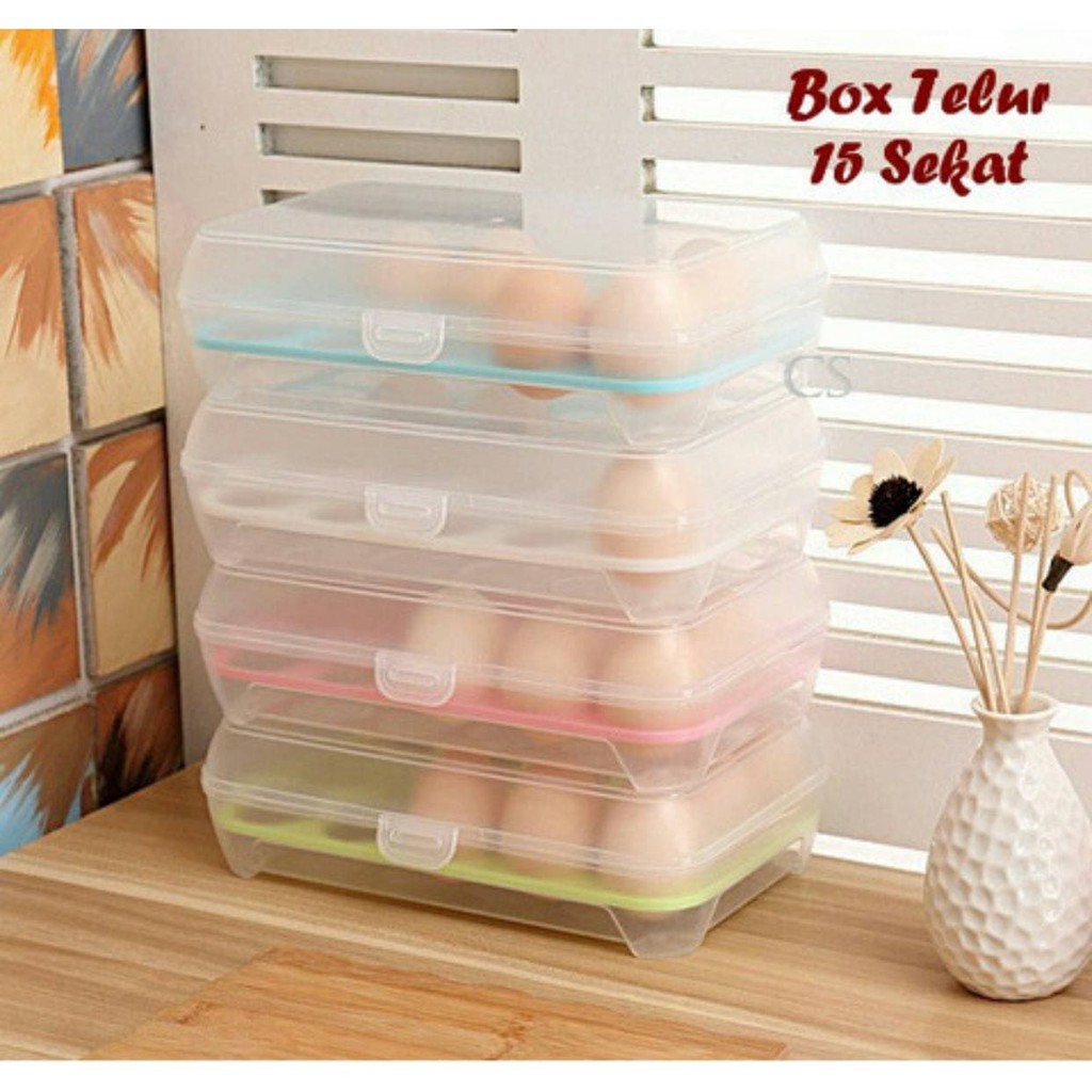 Jual Box Telur 15 Sekat Egg Organizer Rapi dan Tidak Mudah Pecah ...
