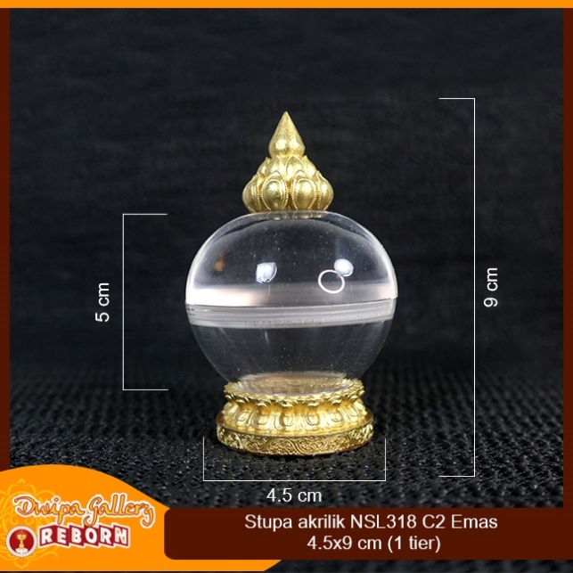 Jual Tempat Simpan Relik Stupa Akrilik C2 emas (4.5x9cm) 1 tier ...