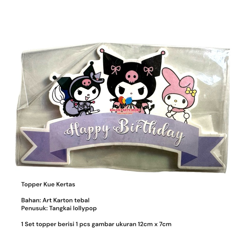 Jual (SET PREMIUM KUROMI) TOPPER KUE CUPCAKE BAHAN ART PAPER KERTAS ...