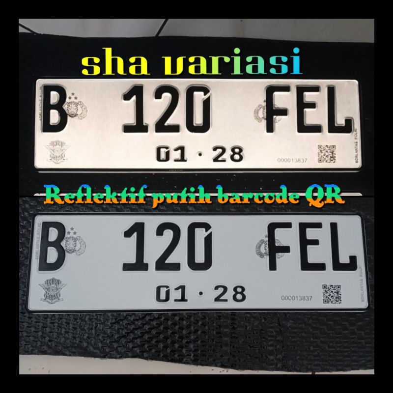 Jual plat mobil barcode reflektif putih font terbaru 2pcs | Shopee ...