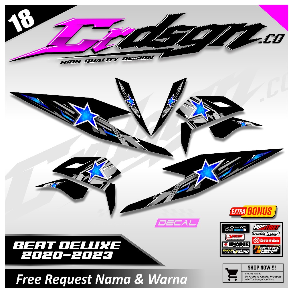 Jual Striping Sticker Variasi Beat Deluxe 2020-2023 Motif Bintang ...