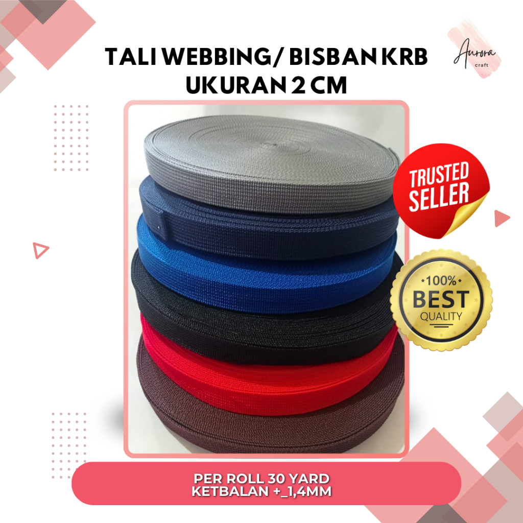 Jual (ROLL) TALI WEBBING BISBAN KRB LEBAR 2CM TEBAL | Shopee Indonesia