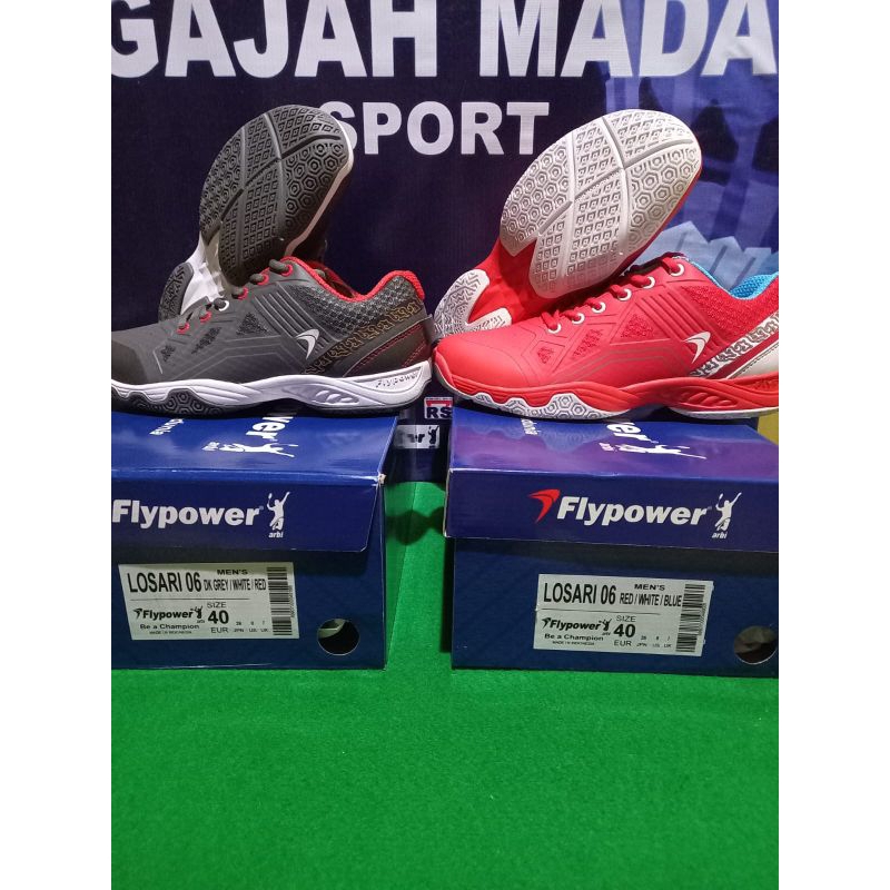 Jual Sepatu Badminton FLYPOWER LOSARI 06 DarkGrey/White/Red & Red/White ...