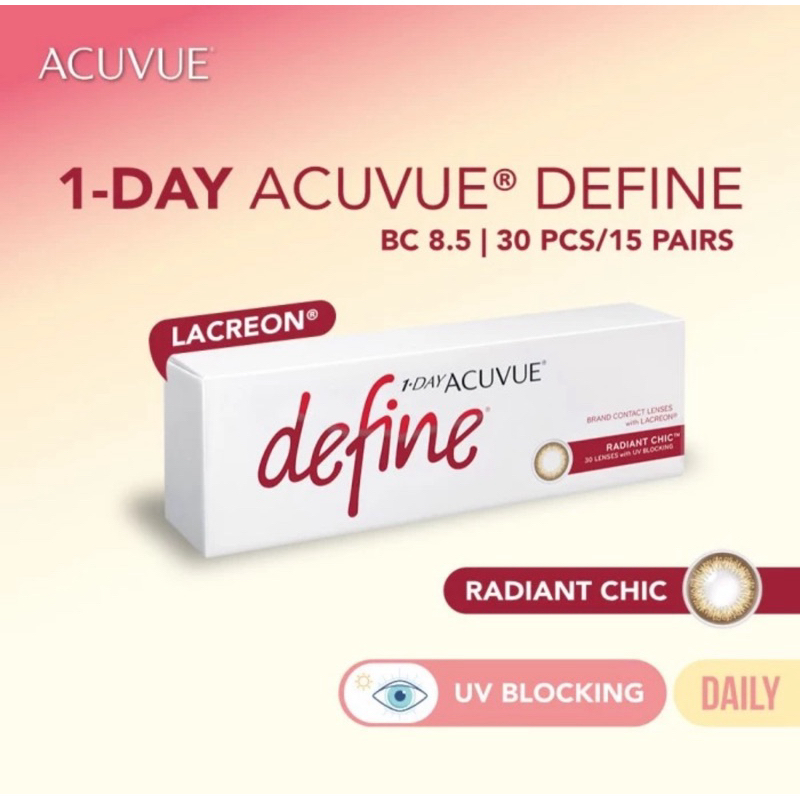 Jual Softlens Acuvue Define Radiant Chic 30 pcs / 1 Day Acuvue Define / Softlens Warna Harian ...