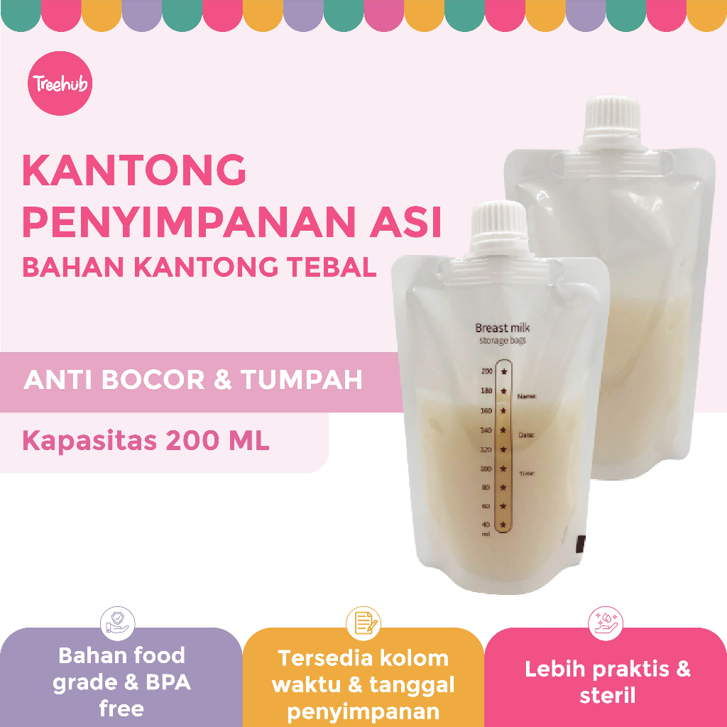 Jual Treehub Kantong ASI 200ml/15Pcs BPA Free dengan konektor ke pompa ...