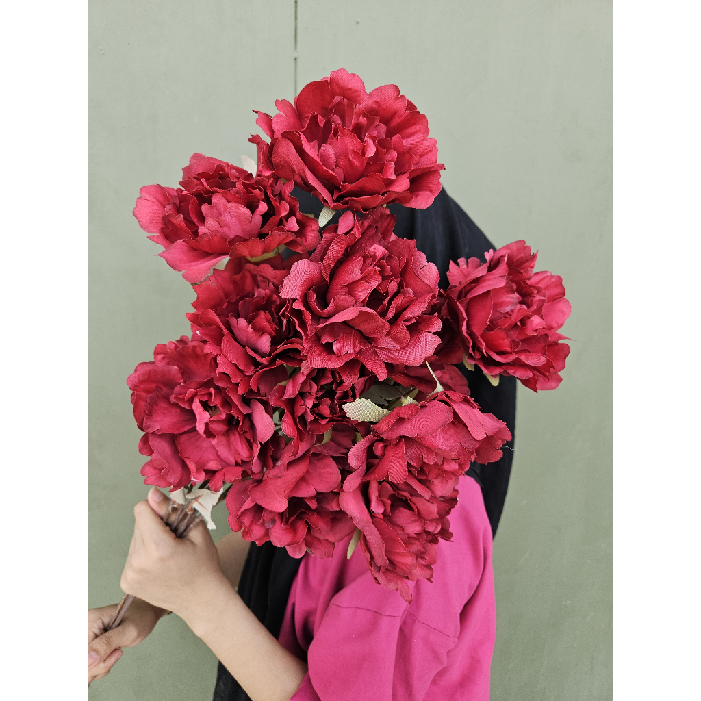 Jual BUNGA HIAS PEONY BESAR CABANG 3 BUNGA ARTIFICIAL / PALSU / BUATAN ...
