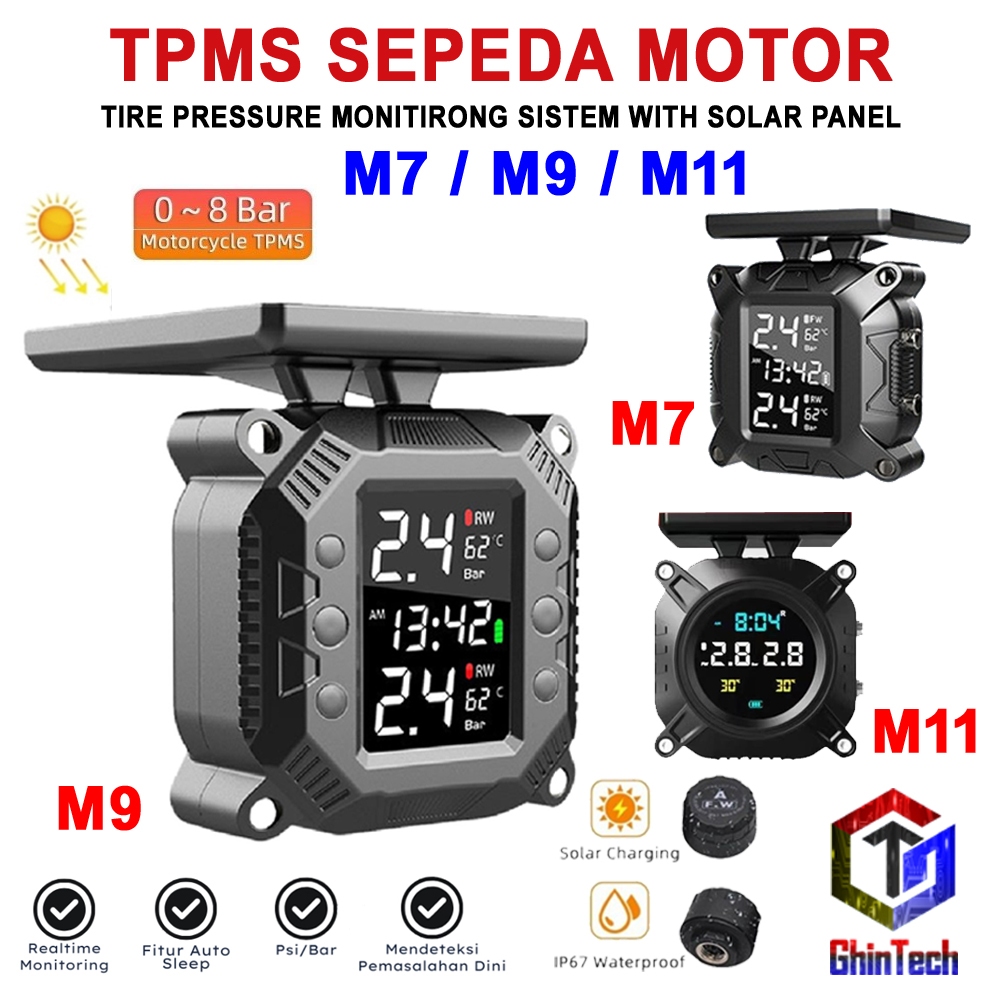 Jual TPMS MOTOR M7 M9 M11 WIRELESS SOLAR PANEL PRESSURE MONITORING ...