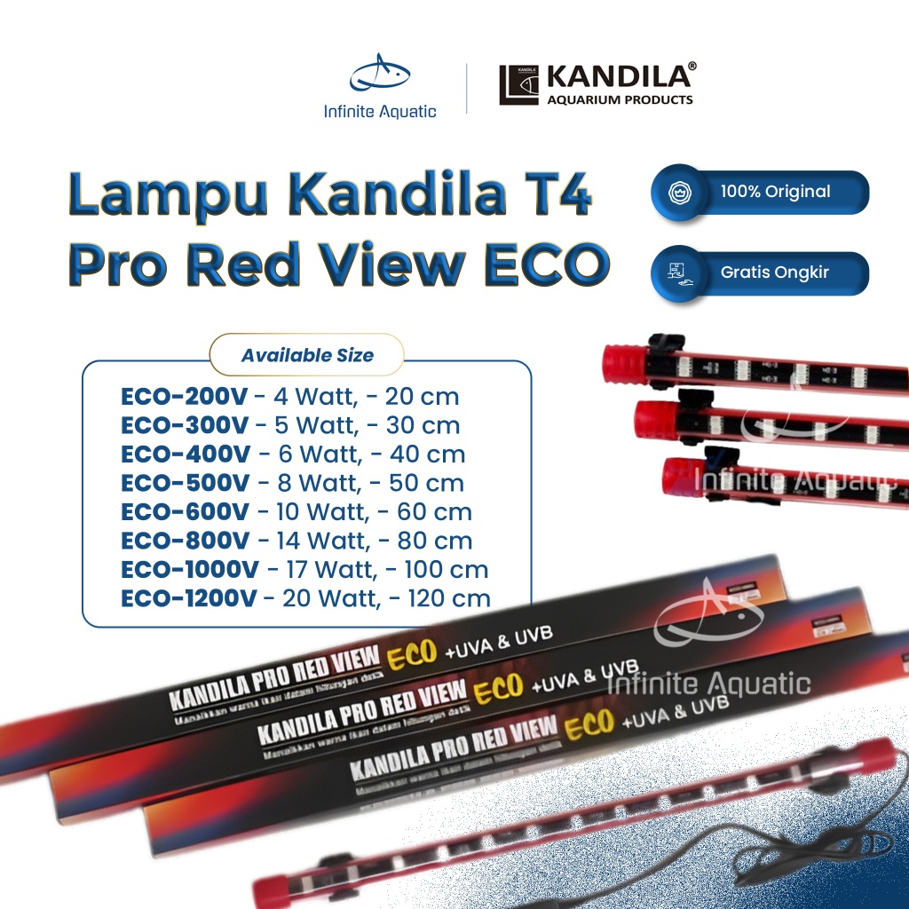 Jual Lampu LED Aquarium KANDILA T4 KANDILA Pro Red View Eco UVA + UVB ...