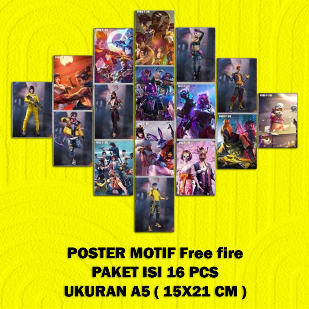 Jual Poster Dinding Free Fire Ukuran A5 Isi 16 pcs / Murah ...