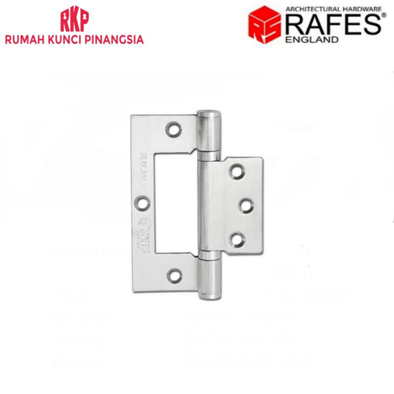 Jual Door Hinge Engsel Pintu (4" x 3" x 2.5 mm) Silver Stainless Steel ...